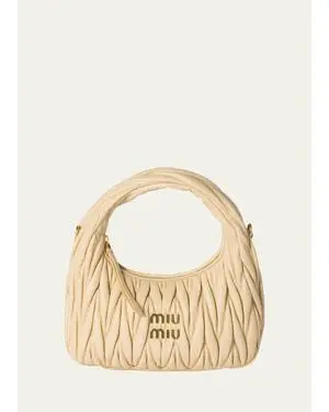 Miu Miu Miu Miu Matelasse Quilted Leather Hobo Bag Soia