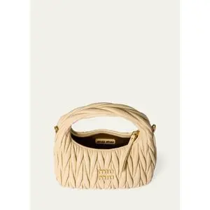 Miu Miu Matelasse Quilted Leather Hobo Bag - Soia