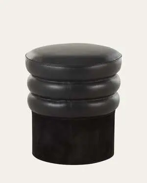 ARTERIORS Rollo Leather Ottoman - Black