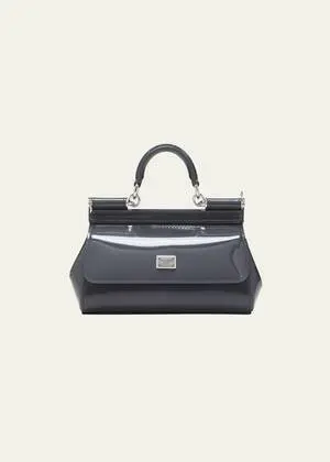 Dolce & Gabbana Sicily Small Patent Leather Top-Handle Bag - 80748 Grey