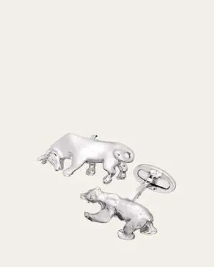 JAN LESLIE Bull And Bear Cuff Links - Silver
