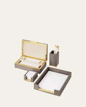 Aerin Faux Shagreen Envelope Box - Chocolate