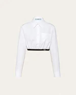 Prada Prada Poplin Cropped Blouse - F0009 Bianco