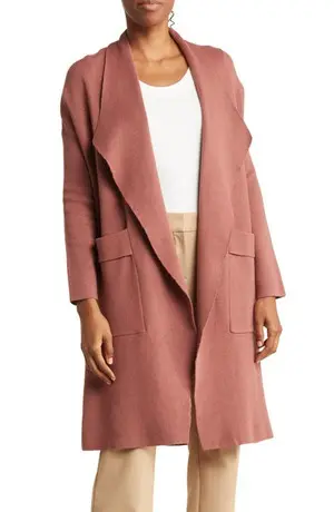 BY DESIGN Andrea Open Front Long Cardigan - Cognac