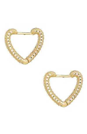 Ettika Pavé Heart Huggie Earrings - Gold