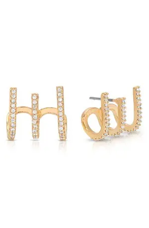 Ettika Crystal Ear Wrap Stud Earrings - Gold