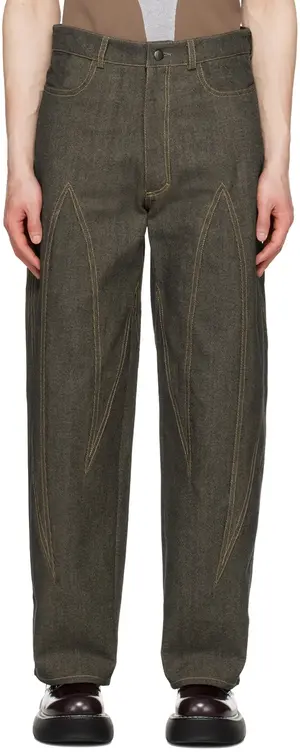STRONGTHE Strongthe Brown Spiky Jeans - Brown