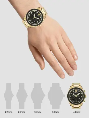 Versace Greca Dome Chrono Ip Yellow Gold Bracelet Watch - Gold Black