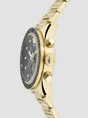 Versace Greca Dome Chrono Ip Yellow Gold Bracelet Watch - Gold Black