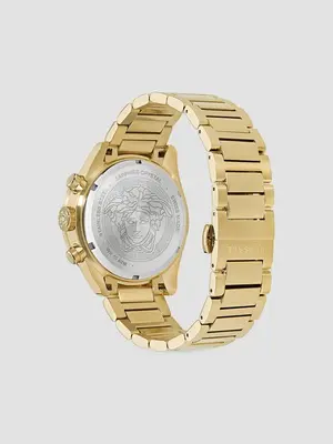Versace Greca Dome Chrono Ip Yellow Gold Bracelet Watch - Gold Black