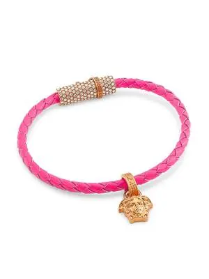 Versace Women's Medusa Goldtone, Leather & Crystal Bracelet - Tropical Pink  Tropical Pink