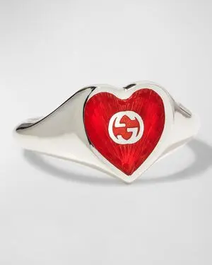 Gucci Gucci Sterling Silver Heart Ring - Red