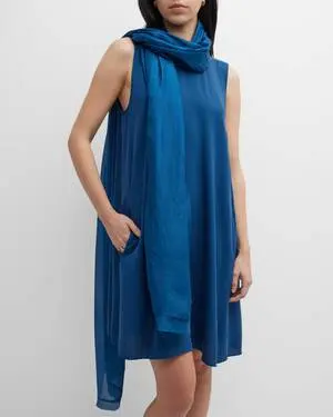 Eileen Fisher Washed Semi-sheer Silk Scarf - Atlantis