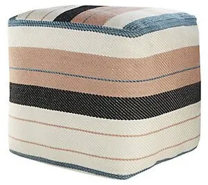 OX BAY TRADING CO. Ox Bay Multi Striped Hand-woven Outdoor Pouf Ot Toman - One-color