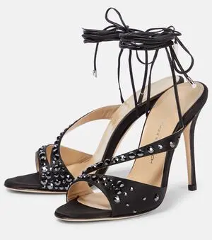Alessandra Rich Embellished Silk Satin Sandals