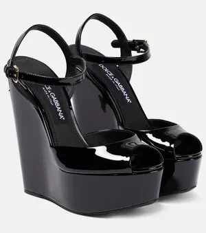 Dolce & Gabbana Patent Leather Wedge Sandals