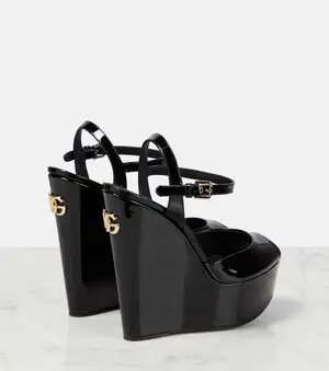 Dolce & Gabbana Patent Leather Wedge Sandals