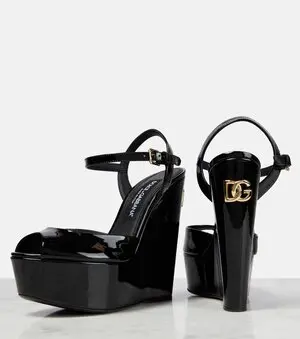 Dolce & Gabbana Patent Leather Wedge Sandals