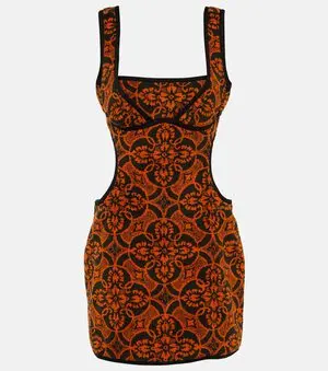 MARINE SERRE Jacquard Cutout Cotton Minidress - Multicoloured