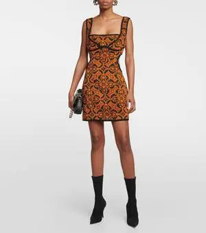 MARINE SERRE Jacquard Cutout Cotton Minidress - Multicoloured