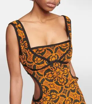 MARINE SERRE Jacquard Cutout Cotton Minidress - Multicoloured