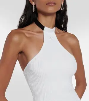 COURREGES Courrèges Ribbed-knit Halterneck Minidress