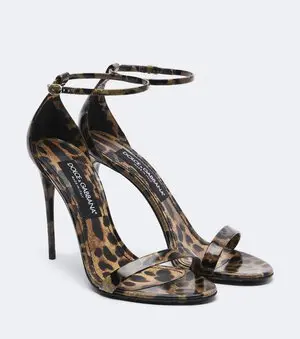 Dolce & Gabbana Leopard-print Leather Sandals - Brown