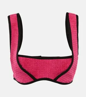 MARINE SERRE Jacquard Cotton Bra Top - Pink