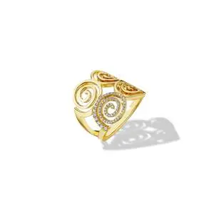 CADAR Yellow Essence Statement Spiral Ring With Pavé Diamonds