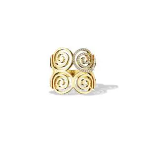 CADAR Yellow Essence Statement Spiral Ring With Pavé Diamonds