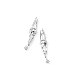 CADAR Medium Yellow Reflections Hoop Earrings With White Diamonds - One-color