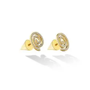 CADAR Yellow Essence Stud Earrings With Cone And White Diamonds