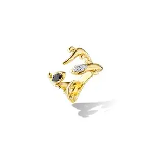 CADAR Yellow Origin Statement Ring With White And Black Diamonds