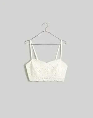 Madewell Eyelet Linen-blend Crop Tank Top - Lighthouse