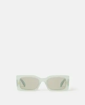 Stella McCartney Stella McCartney Logo-Engraved Rectangular Sunglasses Opaline Mint