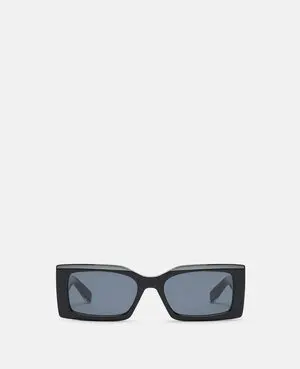 Stella McCartney Stella McCartney Logo-Engraved Rectangular Sunglasses Shiny Black