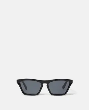 Stella McCartney Stella McCartney Logo-Engraved Rectangular Sunglasses Shiny Black/solid Smoke