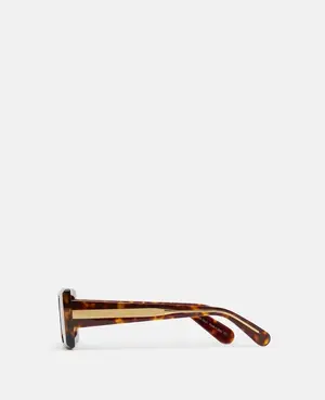 Stella McCartney Logo-engraved Rectangular Sunglasses - Shiny Havana