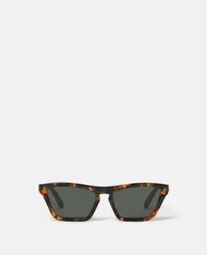 Stella McCartney Stella McCartney Logo-Engraved Rectangular Sunglasses Shiny Tokyo Havana/solid Green