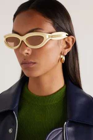 Bottega Veneta Oval-frame Acetate And -tone Sunglasses - Gold