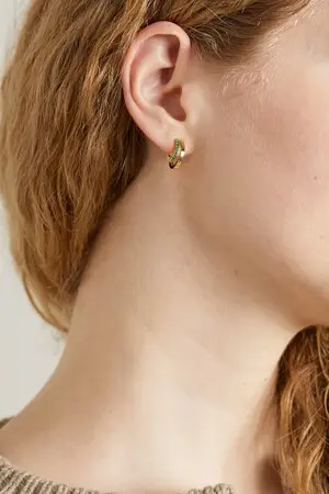 JENNIFER MEYER Mini Double 18-karat Emerald Hoop Earrings