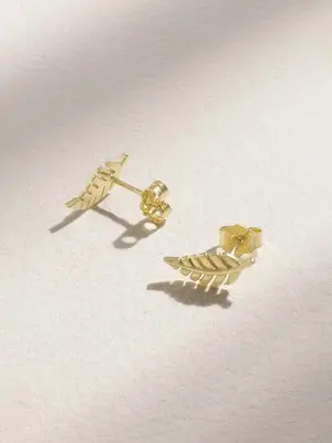 JENNIFER MEYER Mini Leaf 18-karat Stud Earrings