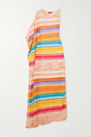 Missoni Mare Asymmetric Striped Knitted Coverup - Yellow