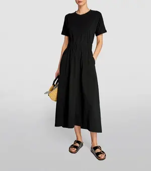ME+EM Cotton Open-back Midi Dress