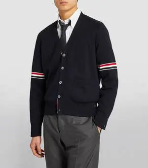 Thom Browne Cotton V-neck Cardigan - Navy
