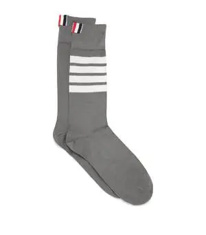 Thom Browne 4-bar Mid-calf Socks - Grey