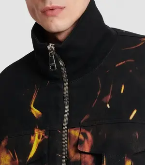 Balmain Fire Print Bomber Jacket