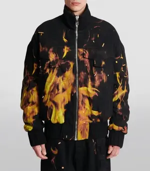 Balmain Fire Print Bomber Jacket
