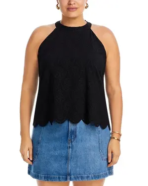 Aqua Sleeveless Eyelet Top Exclusive - Black