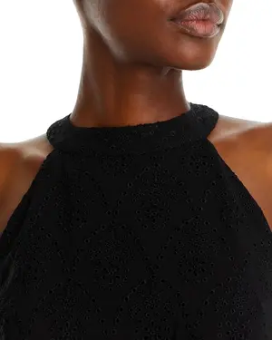 Aqua Sleeveless Eyelet Top Exclusive - Black